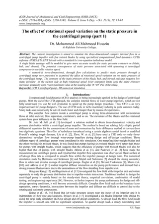 The effect of rotational speed variation on the static pressure in the centrifugal pump (part 1 ...