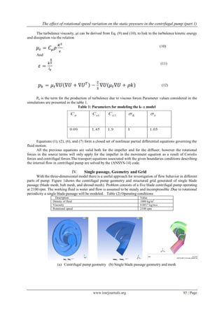 The effect of rotational speed variation on the static pressure in the centrifugal pump (part 1 ...