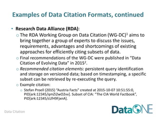 DataONE Education Module 08: Data Citation | PPTX | Databases | Computer Software and Applications