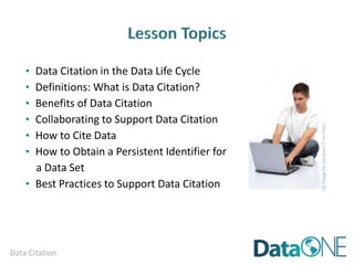 DataONE Education Module 08: Data Citation | PPTX | Databases | Computer Software and Applications