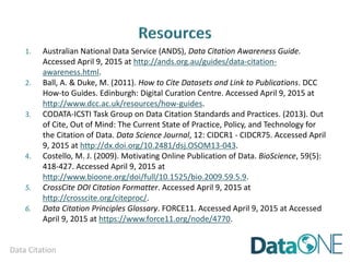 DataONE Education Module 08: Data Citation | PPTX | Databases | Computer Software and Applications