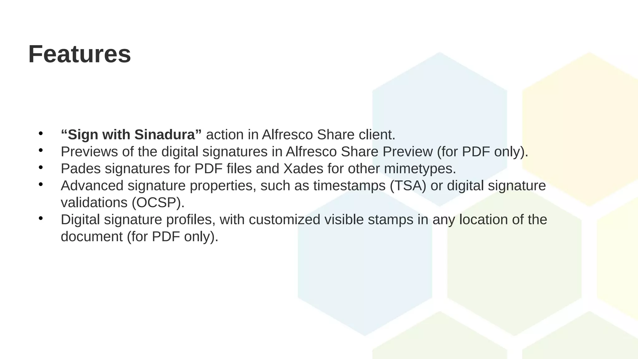 Sinadura ECM: Protocol-based signatures for Alfresco | PDF