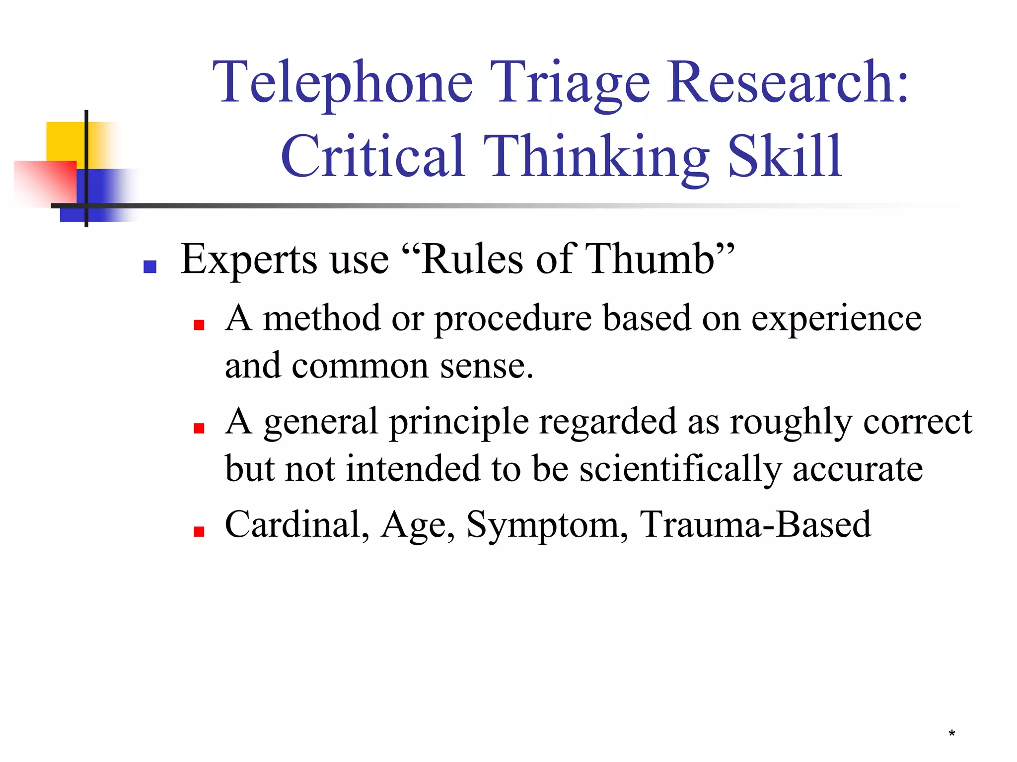 Telephone triage nurse: current role and skills | PPTX