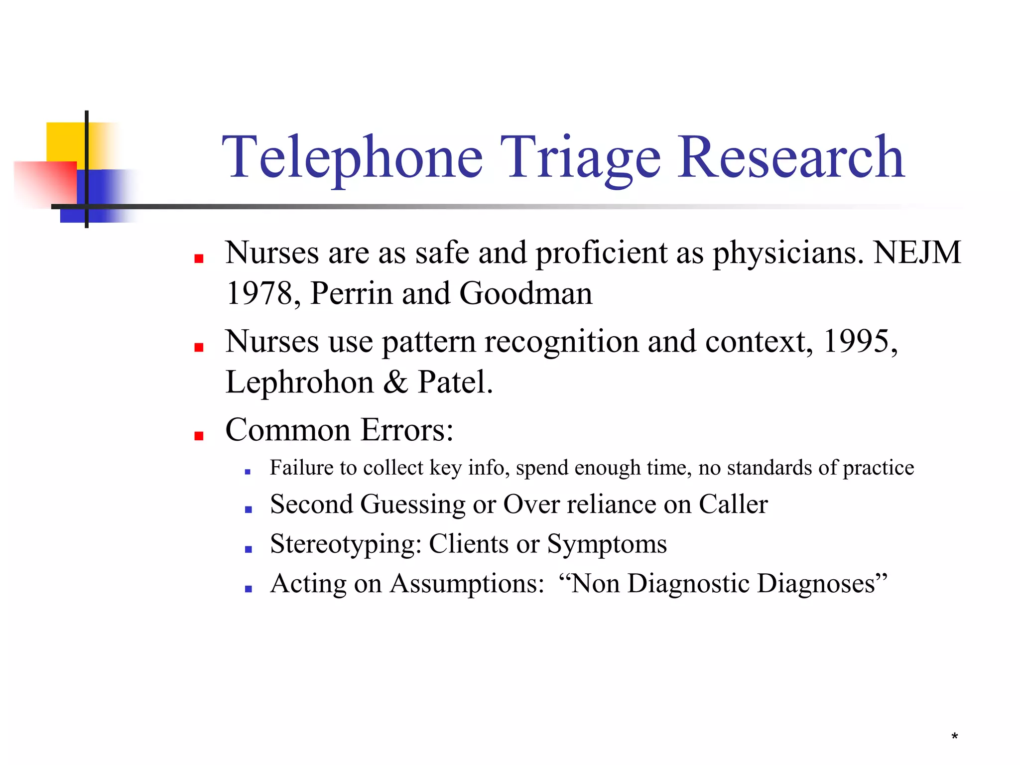 Telephone triage nurse: current role and skills | PPTX