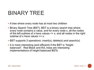 Stacks, Queues, Binary Search Trees - Lecture 1 - Advanced Data Structures | PPTX