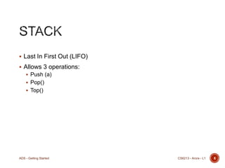 Stacks, Queues, Binary Search Trees - Lecture 1 - Advanced Data Structures | PPTX