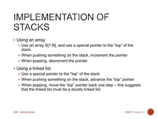 Stacks, Queues, Binary Search Trees - Lecture 1 - Advanced Data Structures | PPTX