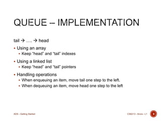 Stacks, Queues, Binary Search Trees - Lecture 1 - Advanced Data Structures | PPTX