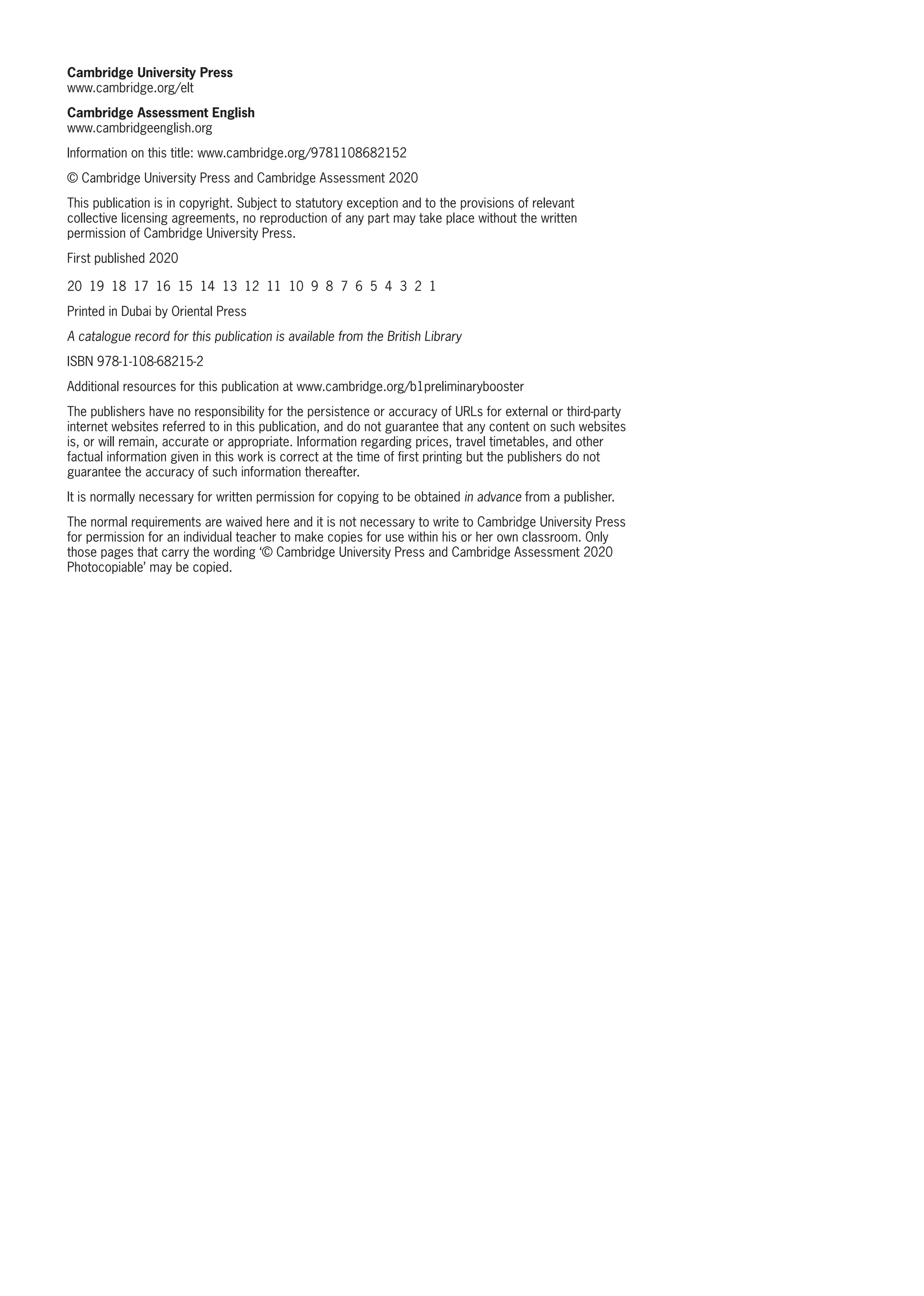 B2 Exam Booster Cambridge English preliminary | PDF