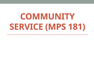 Community service for students and how it can impact | PPTX