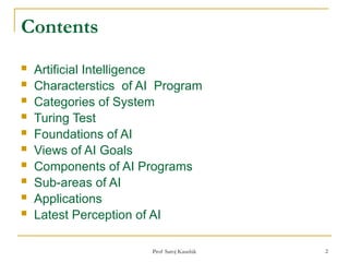 Introduction to AI,Characteristics of AI | PPTX