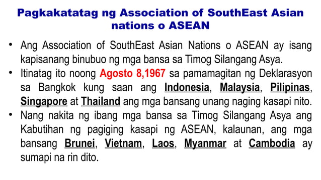 Pagkakatatag ng Association of Southeast Asian Nation | PPTX