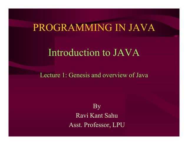 Genesis and Overview of Java