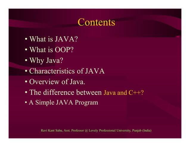 Genesis and Overview of Java