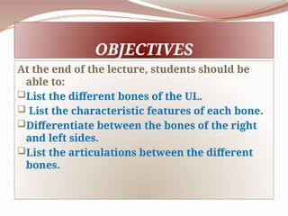 L1-Bones of upper limb.pptx Pectoral girdle, arm,forearm and hand | PPTX