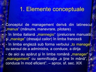 Conceptul si functiile managementului | PPT