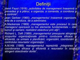 Conceptul si functiile managementului | PPT