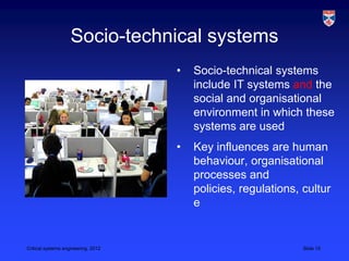 Introduction to Critical Systems Engineering (CS 5032 2012) | PPTX