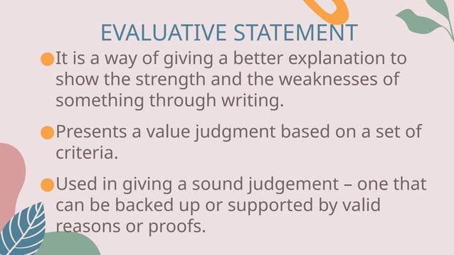 L1-EVALUATIVE-STATEMENT.pptx evaluative statement is a way of ...