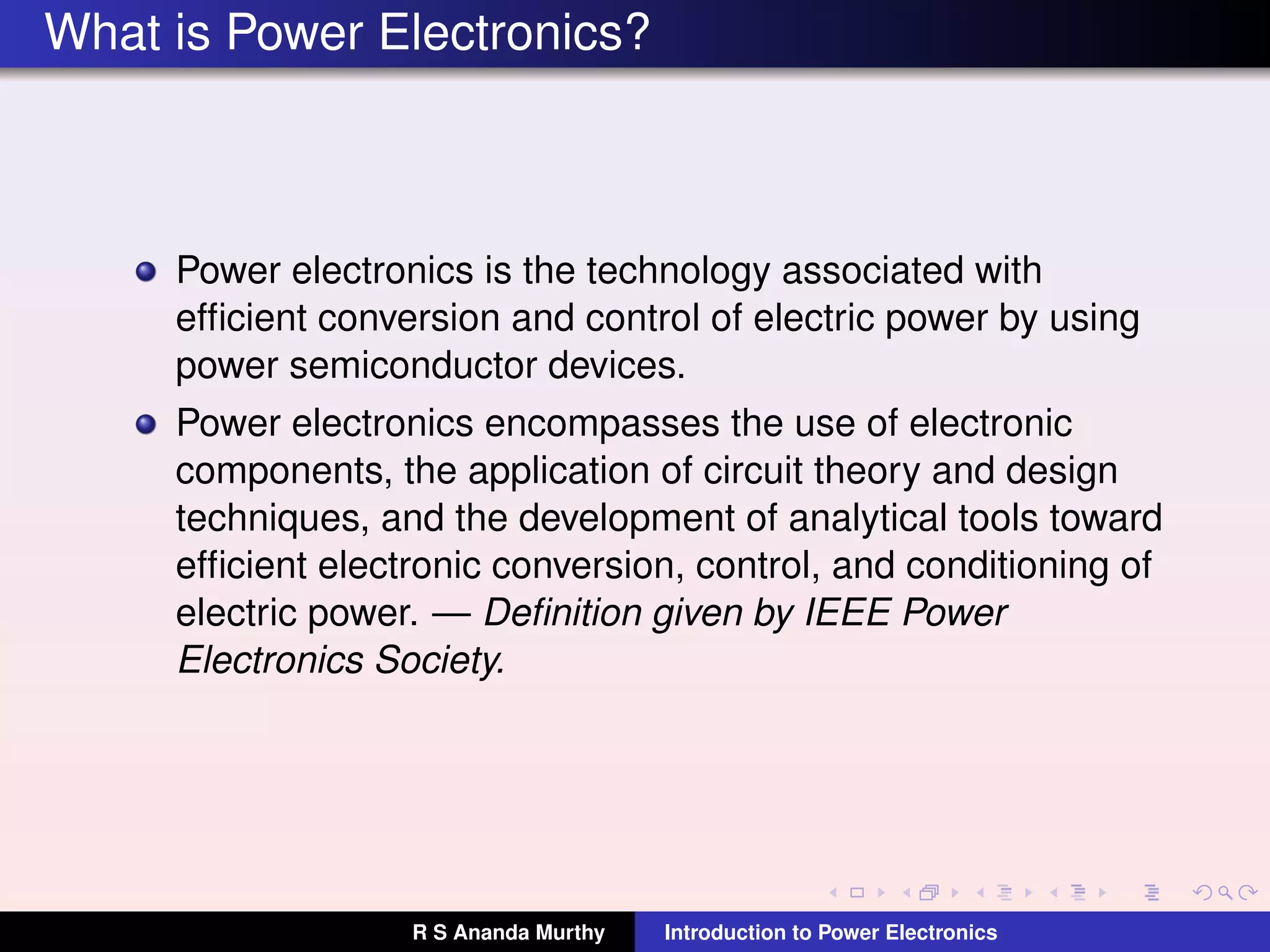 Lecture-1 : Introduction to Power Electronics | PDF