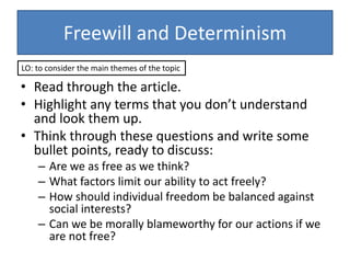 L1 intro freewill and determinism | PPTX