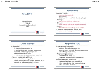 CSC369 - Operating Systems - Lecture 1 | PPT