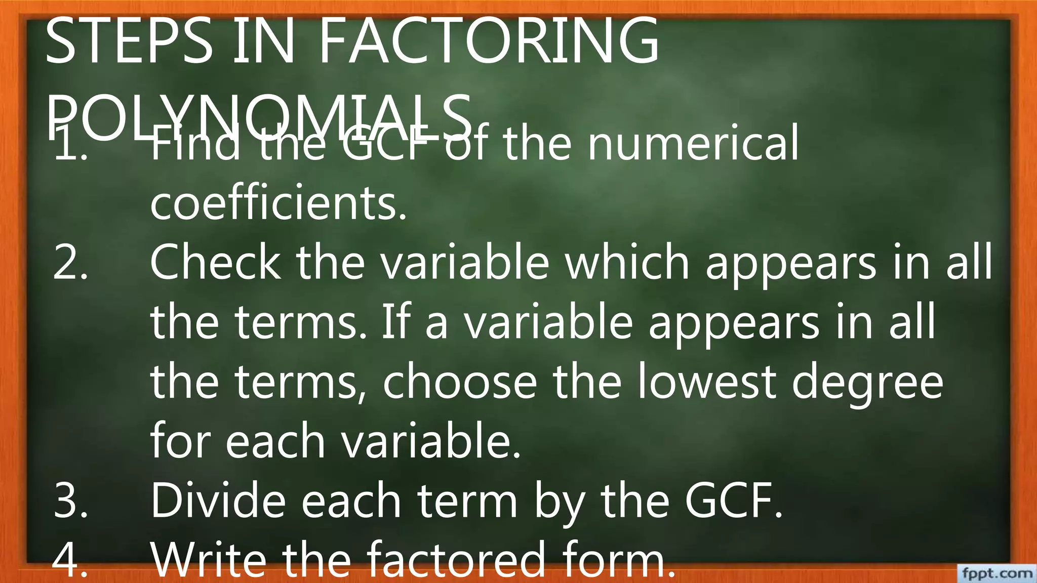 Factoring with common factors | PPTX