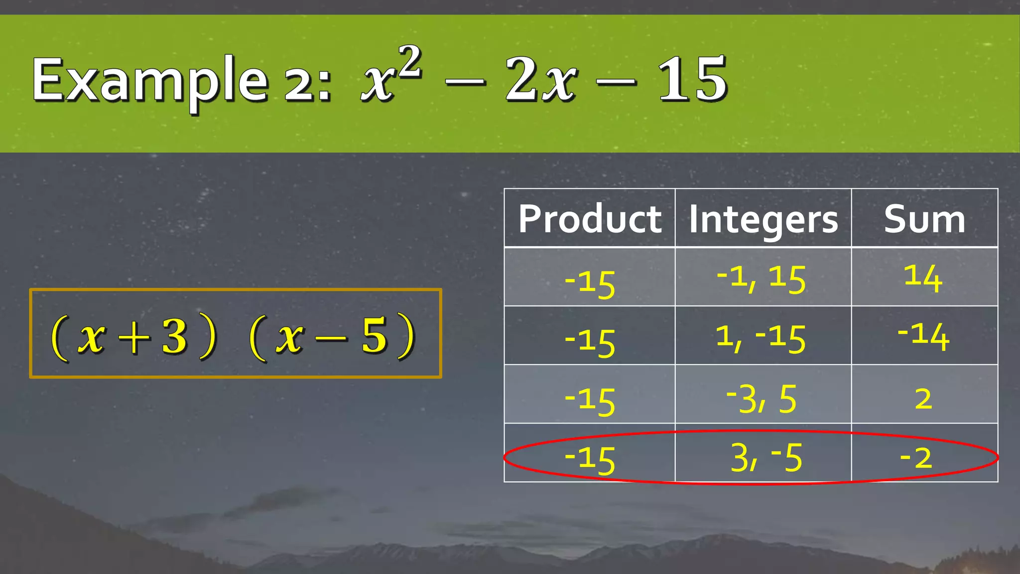 factoring quadratic trinomials | PPT
