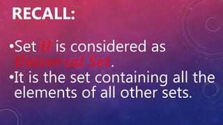 Compliment of a set | PPT