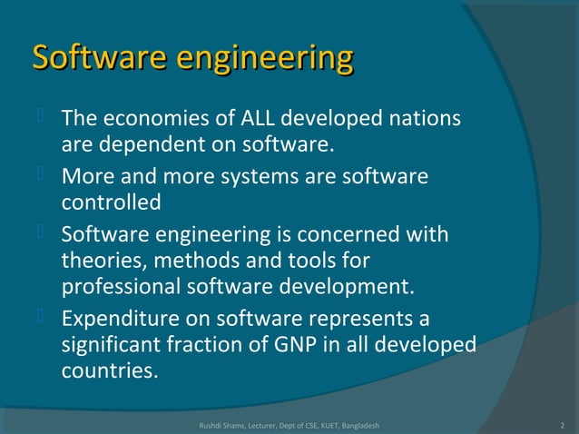 L1 overview of software engineering | PPT | Free Download