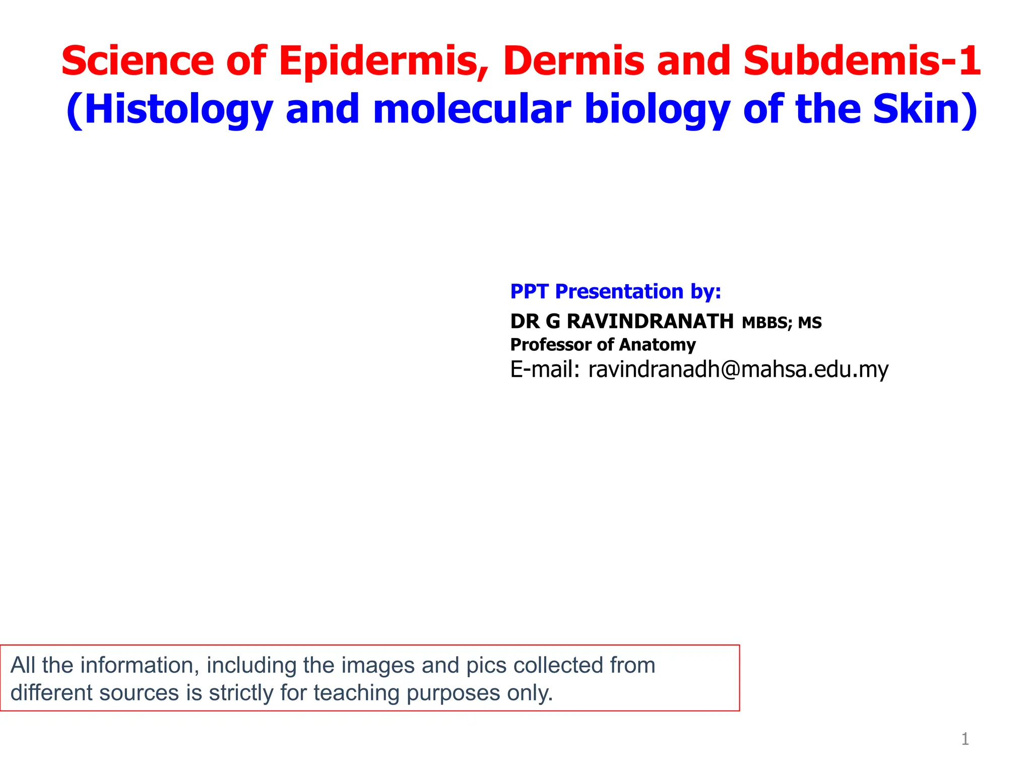 L1-SKIN-Science of Epidermis, Dermis and Subdemis(Histology and ...