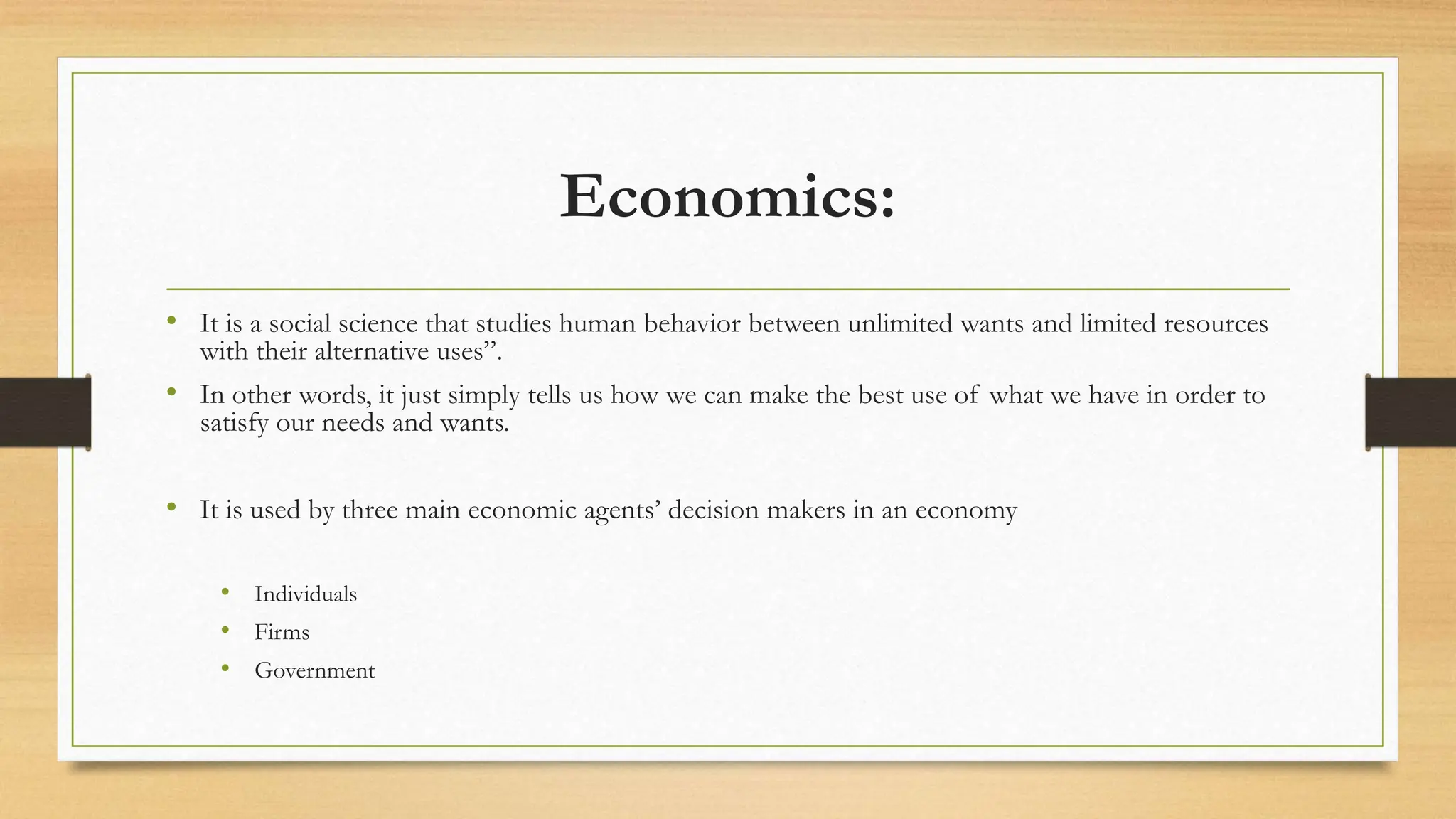 BASIC ECONOMIC PROBLEM & PRODUCTION POSSIBILITY CURVE | PPTX
