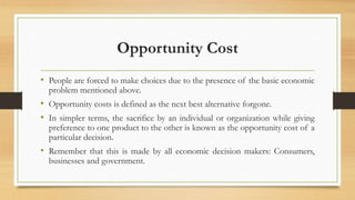 BASIC ECONOMIC PROBLEM & PRODUCTION POSSIBILITY CURVE | PPTX