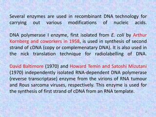L10. enzymes used in genetic engineering i-1 | PPTX