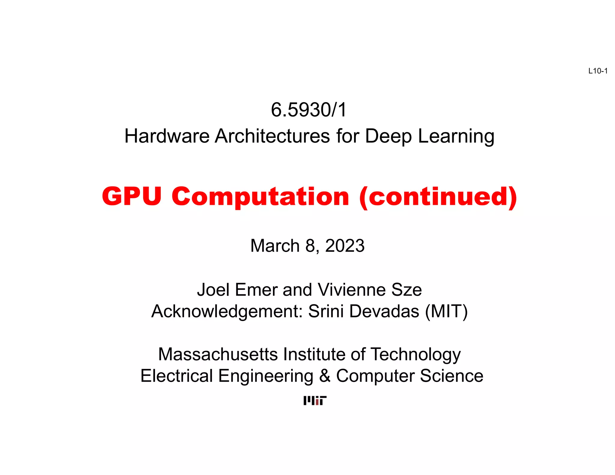 GPU Computation (continued | PPT