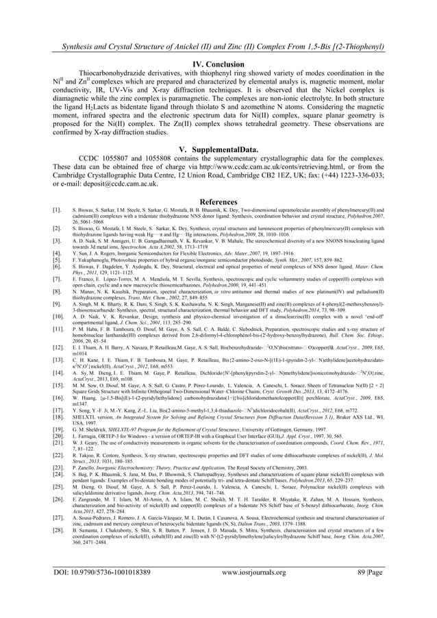 Synthesis and Crystal Structure of Anickel (II) and Zinc (II) Complex From 1,5-Bis [(2 ...