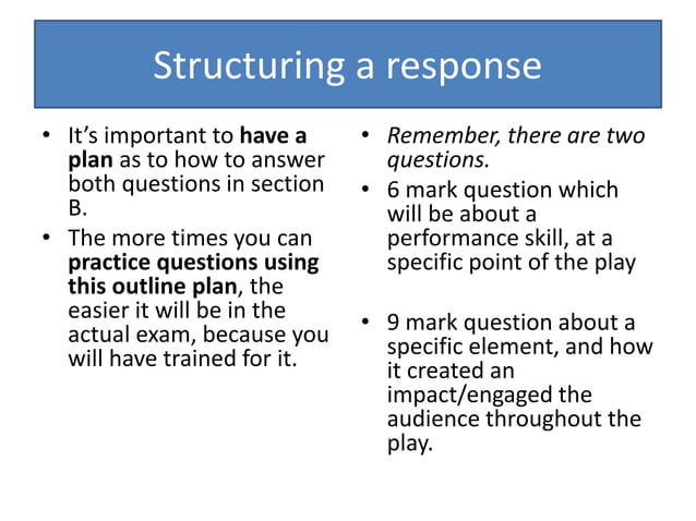 GCSE Drama: Live Performance Evaluation- structuring your responses and ...