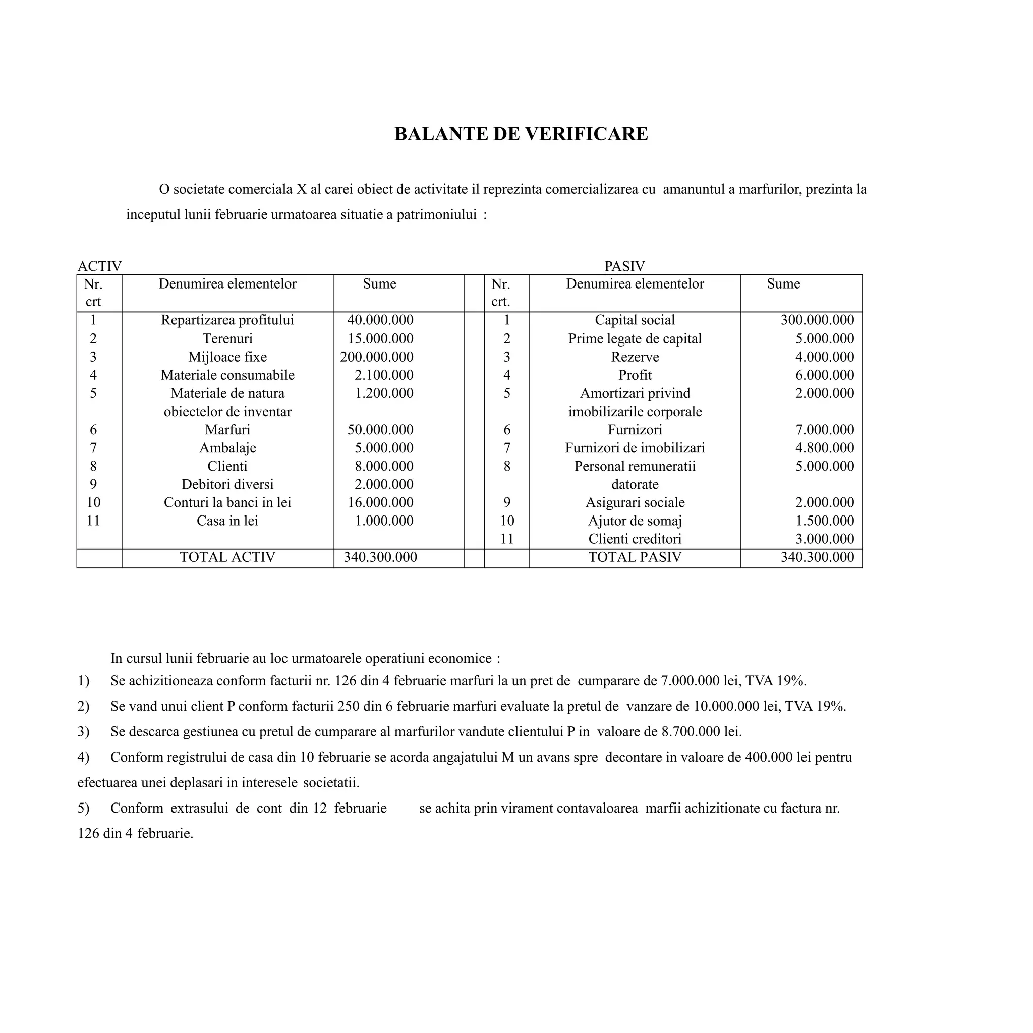 Balanta de verificare - aplicatie | PPTX