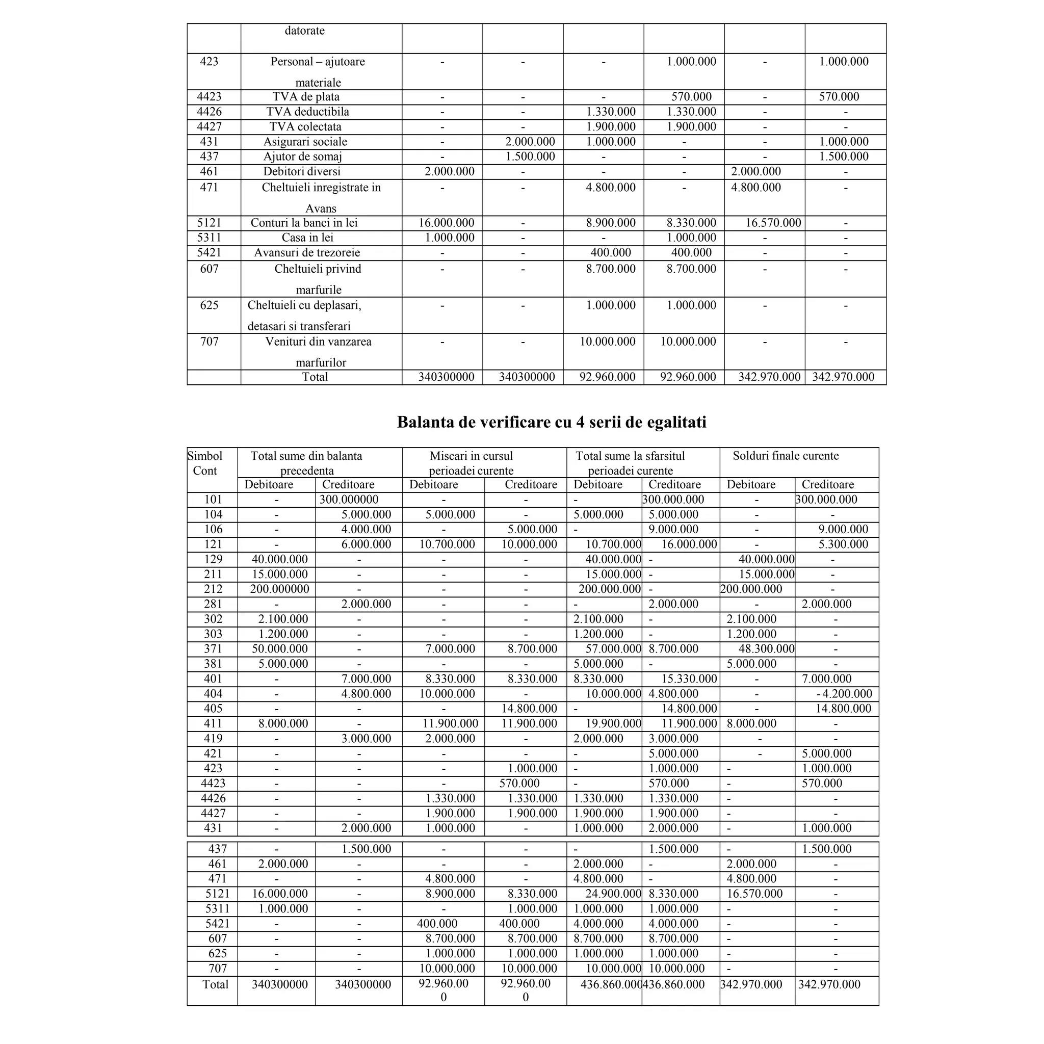 Balanta de verificare - aplicatie | PPTX