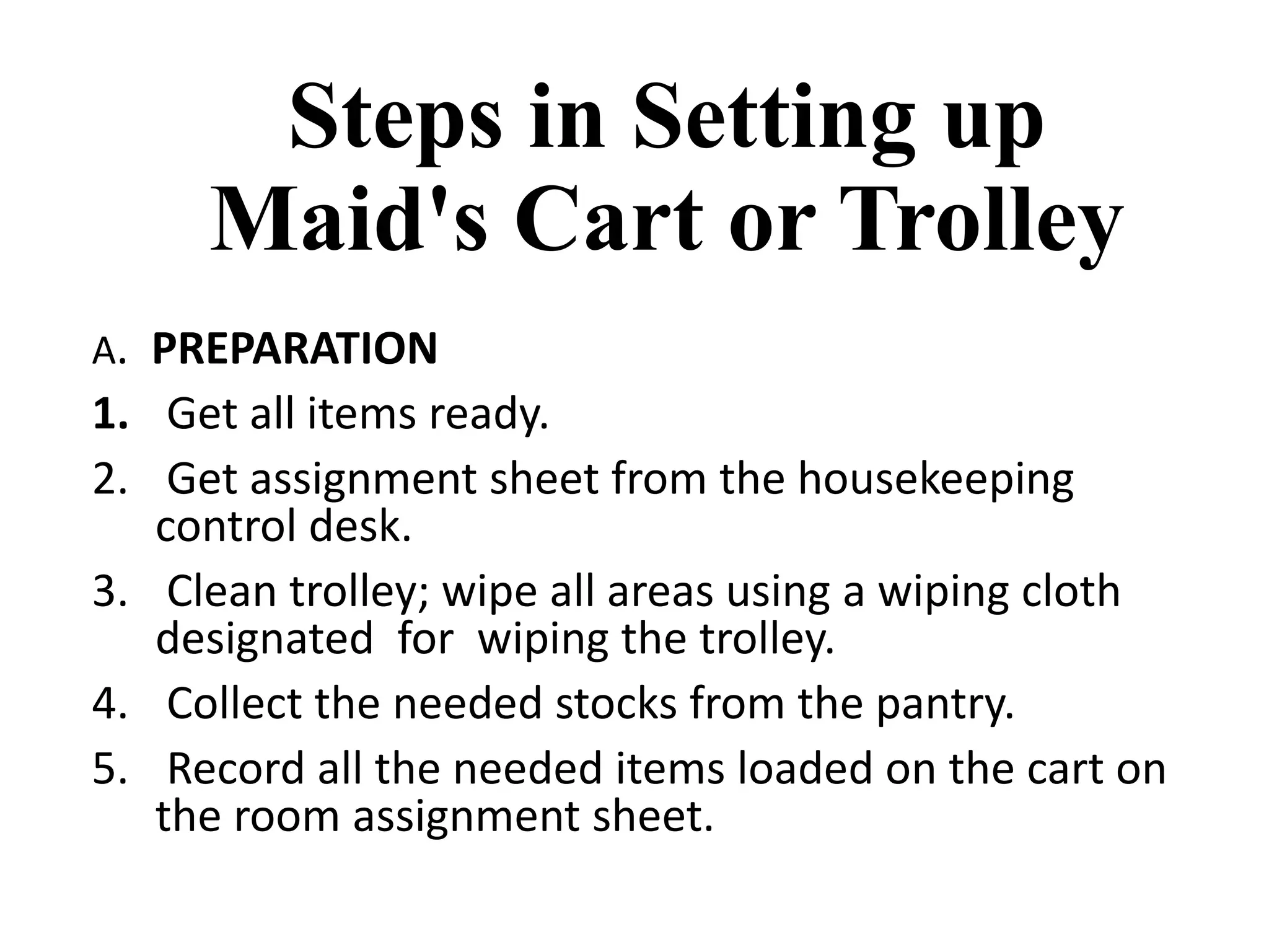 Housekeeping : setting trolley or cart .ppt