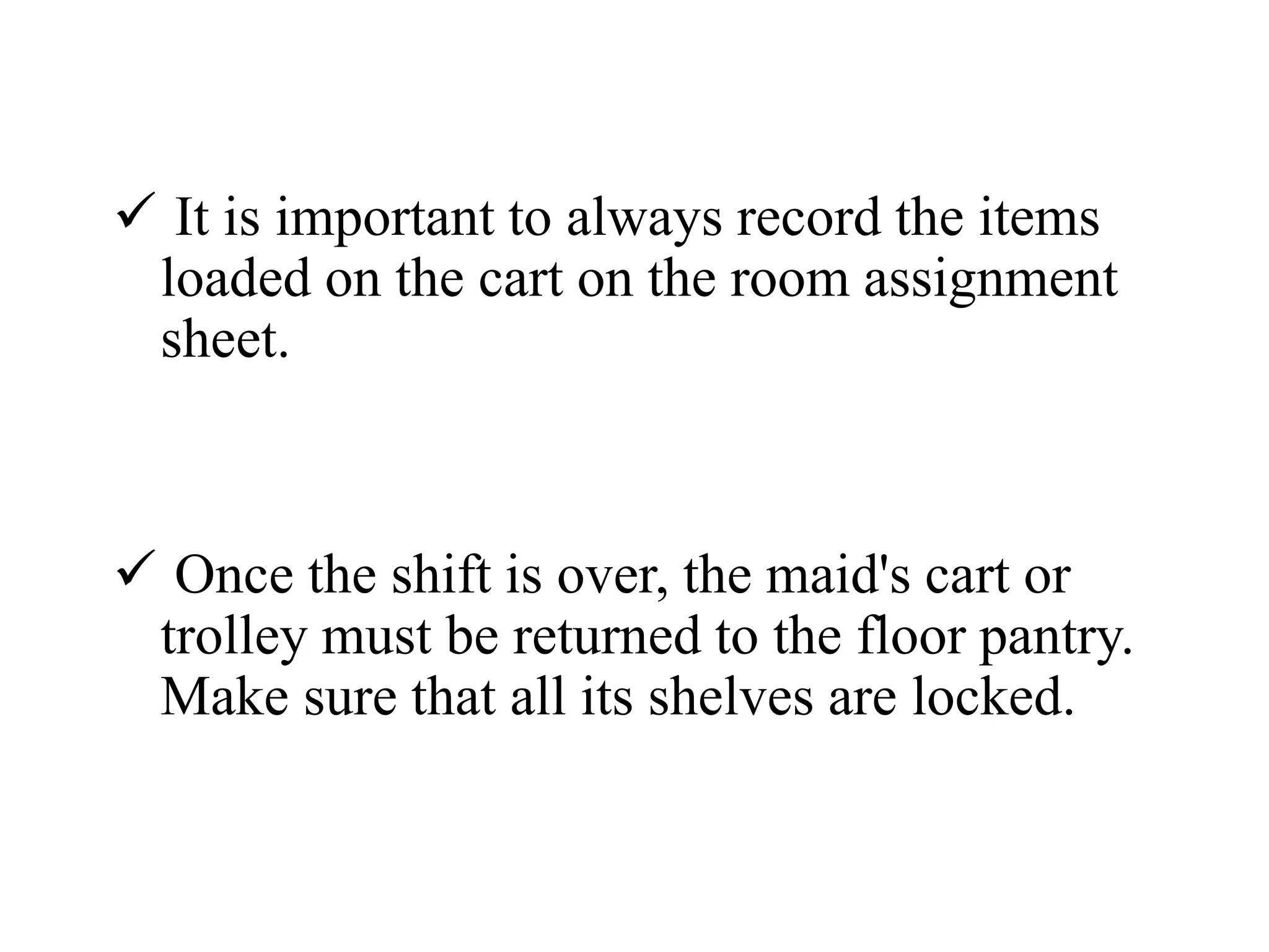 Housekeeping : setting trolley or cart .ppt