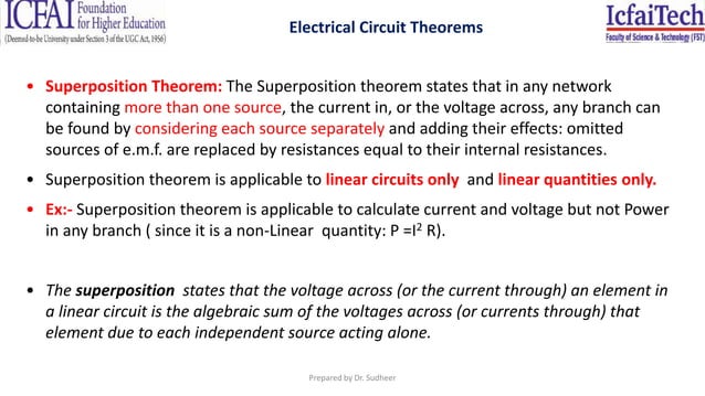 Superposition Theorem Useful For Solving Linear Bilateral Circuits Pptx