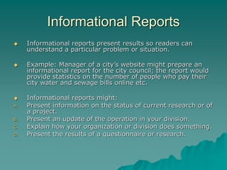 Types of Formal Reports | PPT