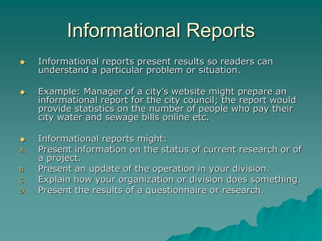 Types of Formal Reports | PPT