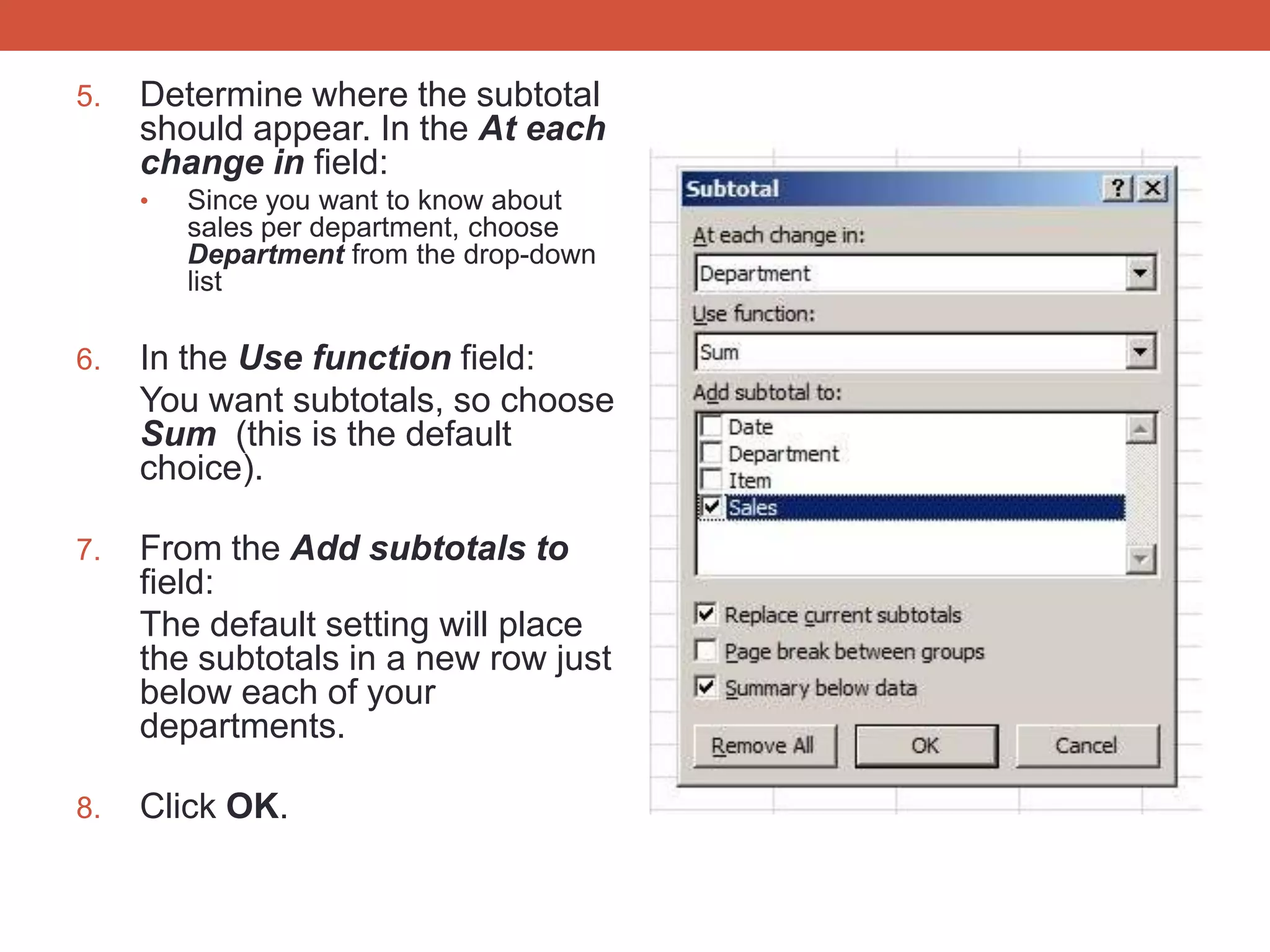 Creating Subtotals in Excel 2010 | PPTX