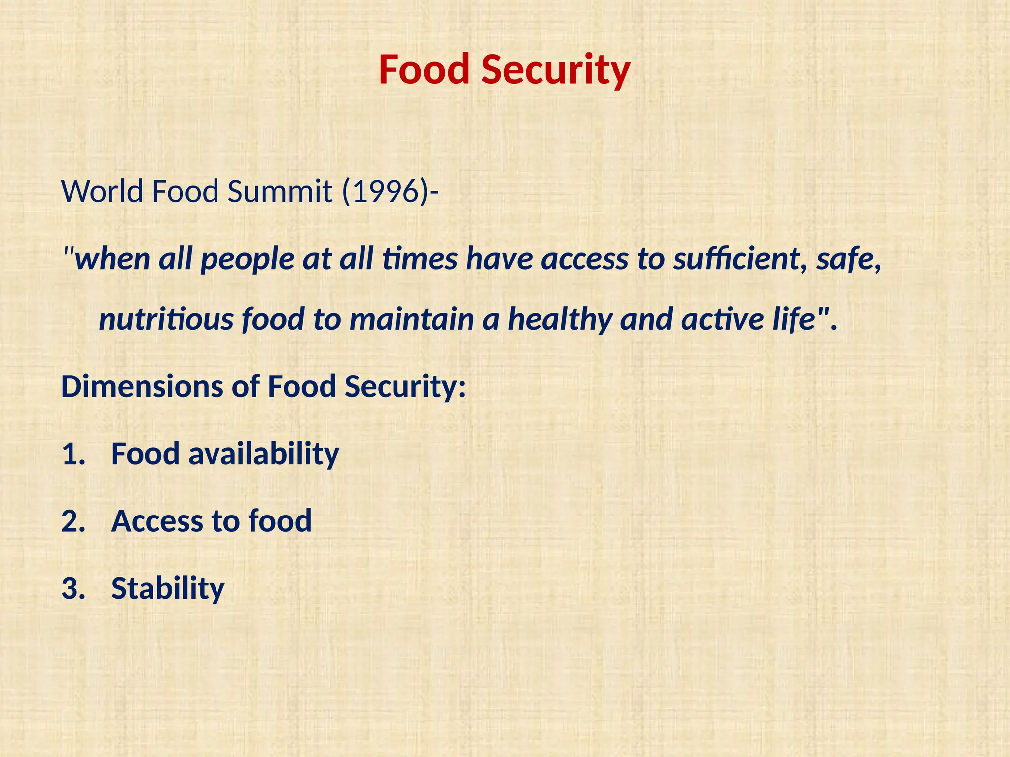 Global patterns of hunger and malnutrition and Sustainable Agriculture ...