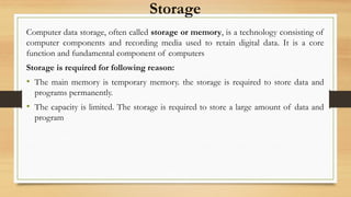 Secondary Storage -magnetic tape optical disk | PPTX