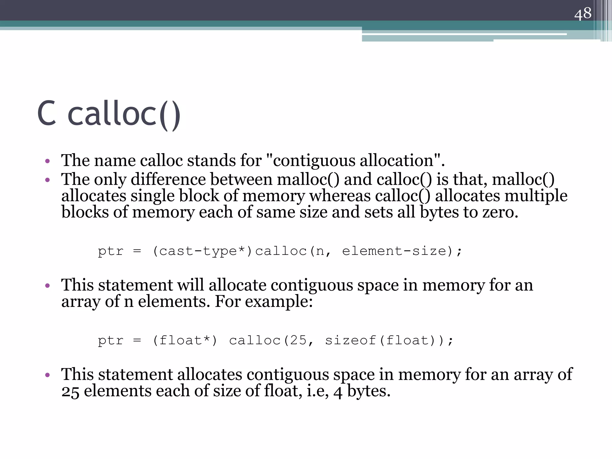 COM1407: Structures, Unions & Dynamic Memory Allocation | PPT