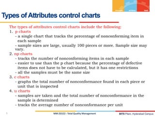TQM bits Pilani statistical process control attributes of Control chat ...