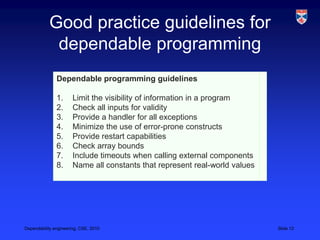 Dependability Engineering 2 (CS 5032 2012) | PPTX